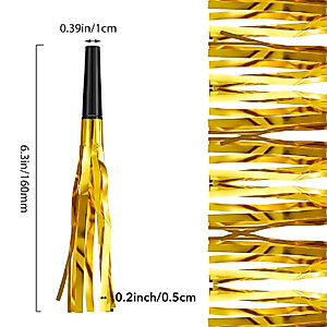 Sumind 24 Pieces Gold Noise Makers Glitter Noise Makers Metallic Fringed Party Blowers for Adults Birthday Graduation Sporting Events 2024 New Years Party Favor Supplies