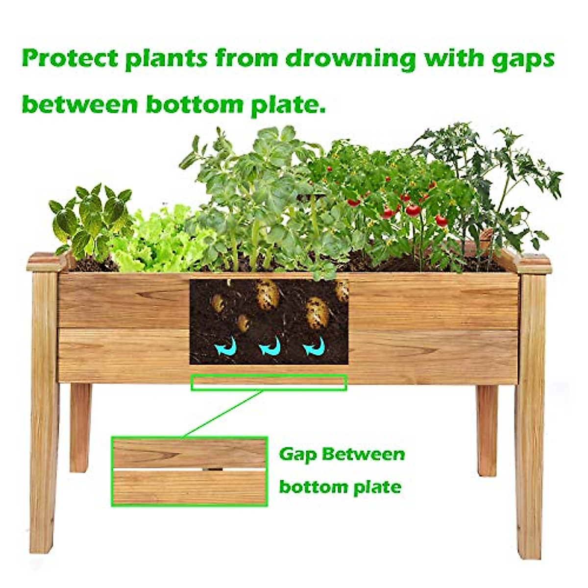 Elevated Wood Raised Garden Bed Kit Planter Box Stand for Backyard, Patio, Naturally Rot-Resistant, 4x2x2.5ft