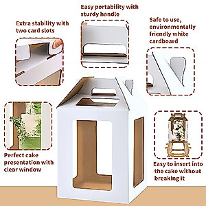 XININSUN Tall Cake Boxes with windows and Cake Boards,12x12x14 Tall Cake Carrier, Tiered Cake Box, Layer Cake Box, large cake box,Ideal for 10" & 12" Tiered Cakes (6 Pack-White)