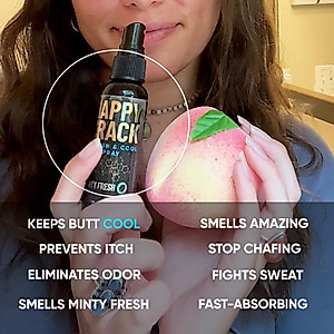 Derm Dude Happy Crack Refresh & Cool Butt Spray | With Soothing Witch Hazel | Formulated With All-Natural DeoPlex for Odor Control | Deodorant & Odor Eliminator Spray - Minty Fresh Scent, 2oz (1 pack)