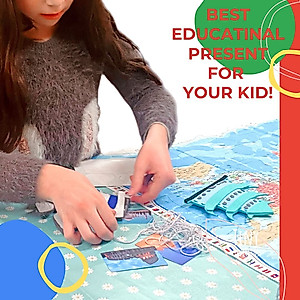 i-daum Sewing Kit for Kids - Worldwide Landmarks Craft kit w. World map, Information Cards, Educational Arts & Crafts Gift for Boys and Girls Ages 8-12, DIY Kid Felt Sewing Project Includes 37 Items