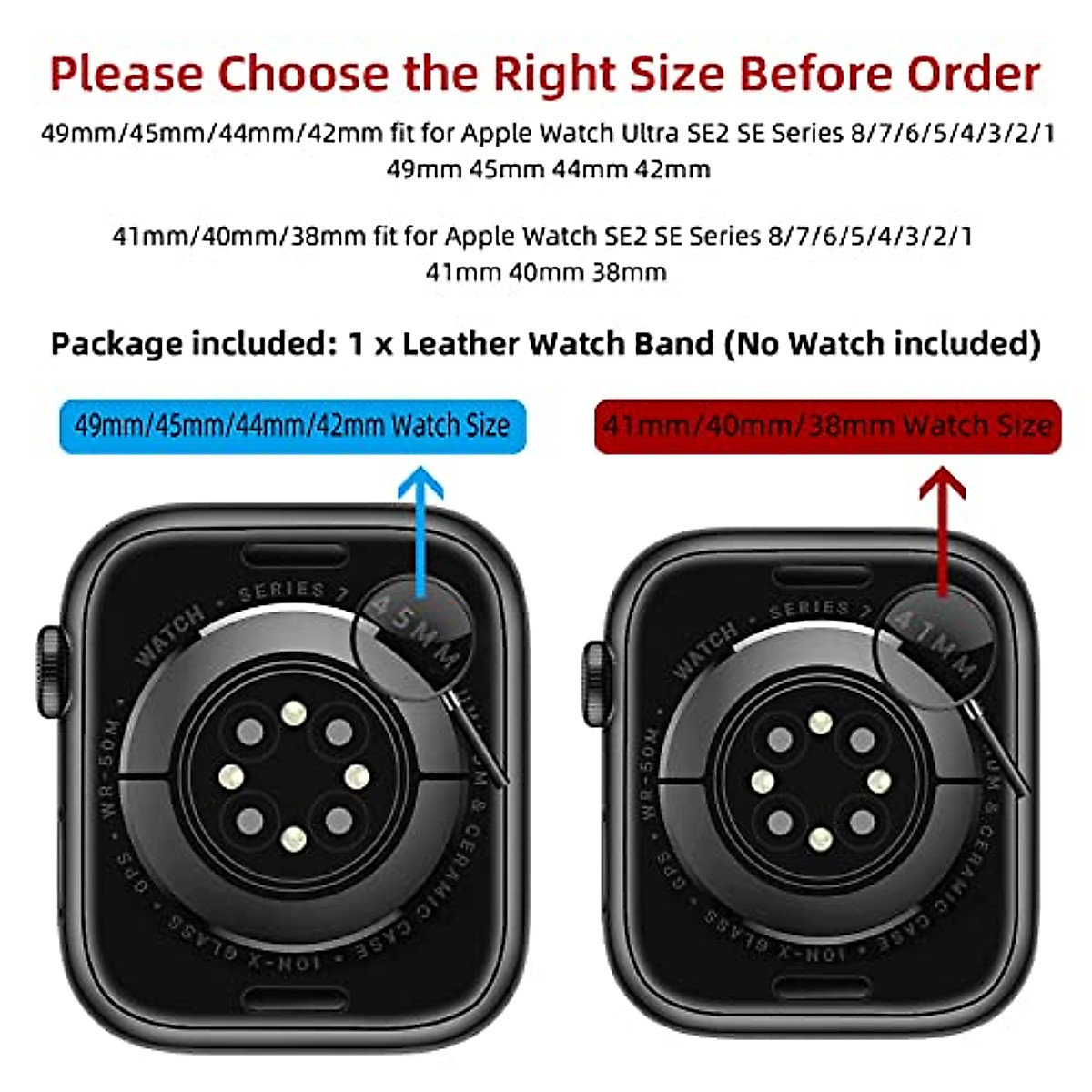 OUHENG Compatible with Apple Watch Band 49mm 45mm 44mm 42mm 41mm 40mm 38mm, Genuine Leather Bands Strap for iWatch Ultra SE2 SE Series 8 7 6 5 4 3 2 1 (Retro Brown/Black, 49mm 45mm 44mm 42mm)