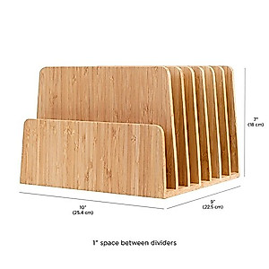 MobileVision Bamboo Desktop File Folder Organizer and Paper Tray, 7 Slots