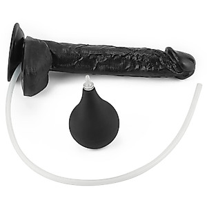 Squirting Dildo Black Dildo, lovetoy 11" Realistic Squirting Dildo Ejaculating Dildo with Enema Bulb Removable, Adult Sex Toy Big Anal Dildo Strap on Thick Huge Large Dildo Suction Cup Dildo Butt Plug