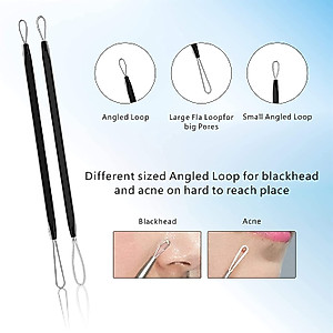 Pimple Popper Tool Kit 11 Pcs, Ybaoo Blackhead Remover Pimple Extractor Tools with Metal Case for Quick and Easy Removal of Blackheads,Pimples,Whiteheads,Zit Popper,Forehead,Facial and Nose (Black)