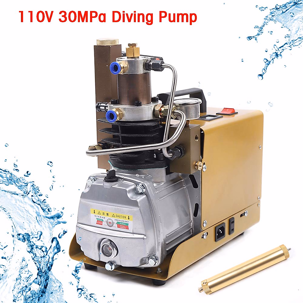 CNCEST 110v High Voltage Electric Pcp Air Compressor, Submersible Pump 30mpa 4500psi Scuba Submersible Pump Water Cooling