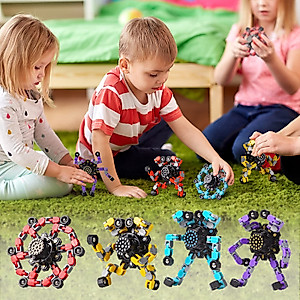 Gokeey Transformable Fidget Spinners 4 Pcs for Kids and Adults Stress Relief Sensory Toys for Boys and Girls Fingertip Gyros for ADHD Autism for Kids Valentines Day Gifts (Fidget Toy 4pc)