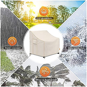 Patio Chair Covers, 2 Pack-37''Lx40''Dx30''H Waterproof Outdoor Furniture Cover, 600D Durable Lounge Deep Seat Covers, UV & Rip & Fade Resistant Covers for Patio Garden Lawn Sofa Wicker Chair