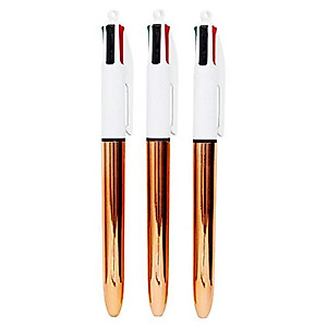 BIC 4 Colour Ballpoint Pens - Rose Gold. Pack of 3. B159893