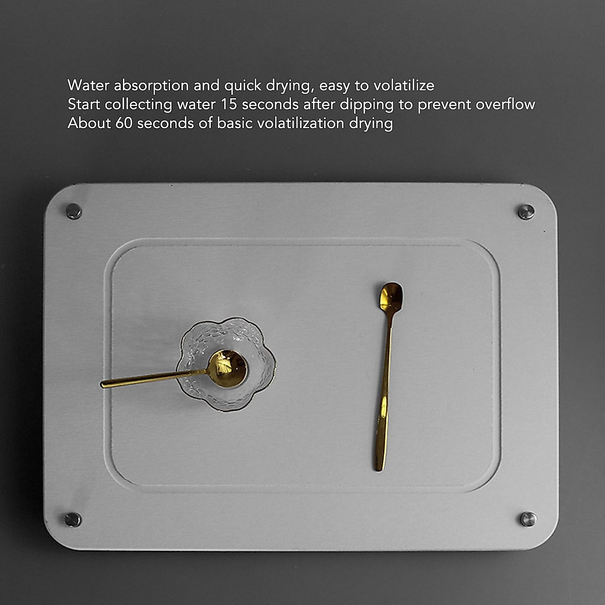 Jeanoko Drying Mat, Fast Drying Sink Tray Anti Slip Water Absorption Diatomaceous Earth Sink Caddy Organizer Sponge Holder Stand for Bathroom Kitchen (White) Tableware