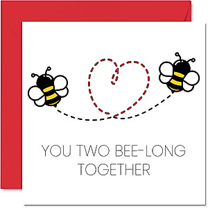 Wedding Cards for Bride and Groom - Bee-Long Together - Happy Wedding Day Cards Congratulations, Congrats Well Done Just Married Card, 5.7 x 5.7 Inch Marriage Wedding Greeting Cards for Couples