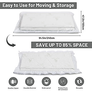 Mattress Vacuum Bag 240X120cm Oversized Vacuum Bags Foam Mattress Vacuum Storage Bags Waterproof Reusable Twin Mattress Vacuum Bag King,Vacuum Seal Mattress Cover 94.4"x47.2"
