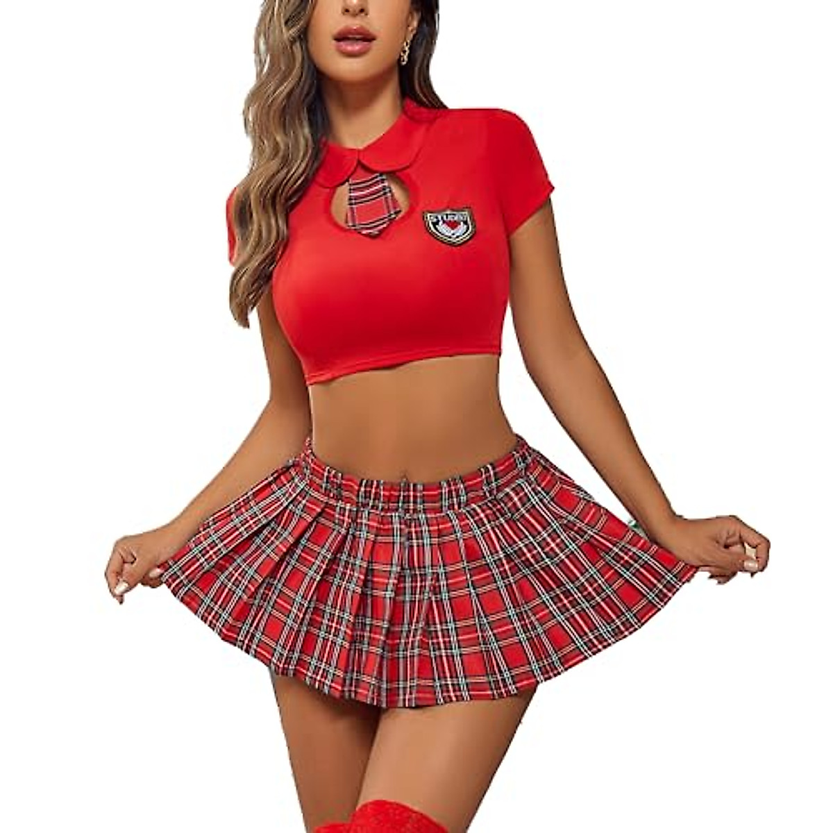 Avidlove Lingerie for Women Sexy Lingerie Set 2 Piece Costume (Red XL)