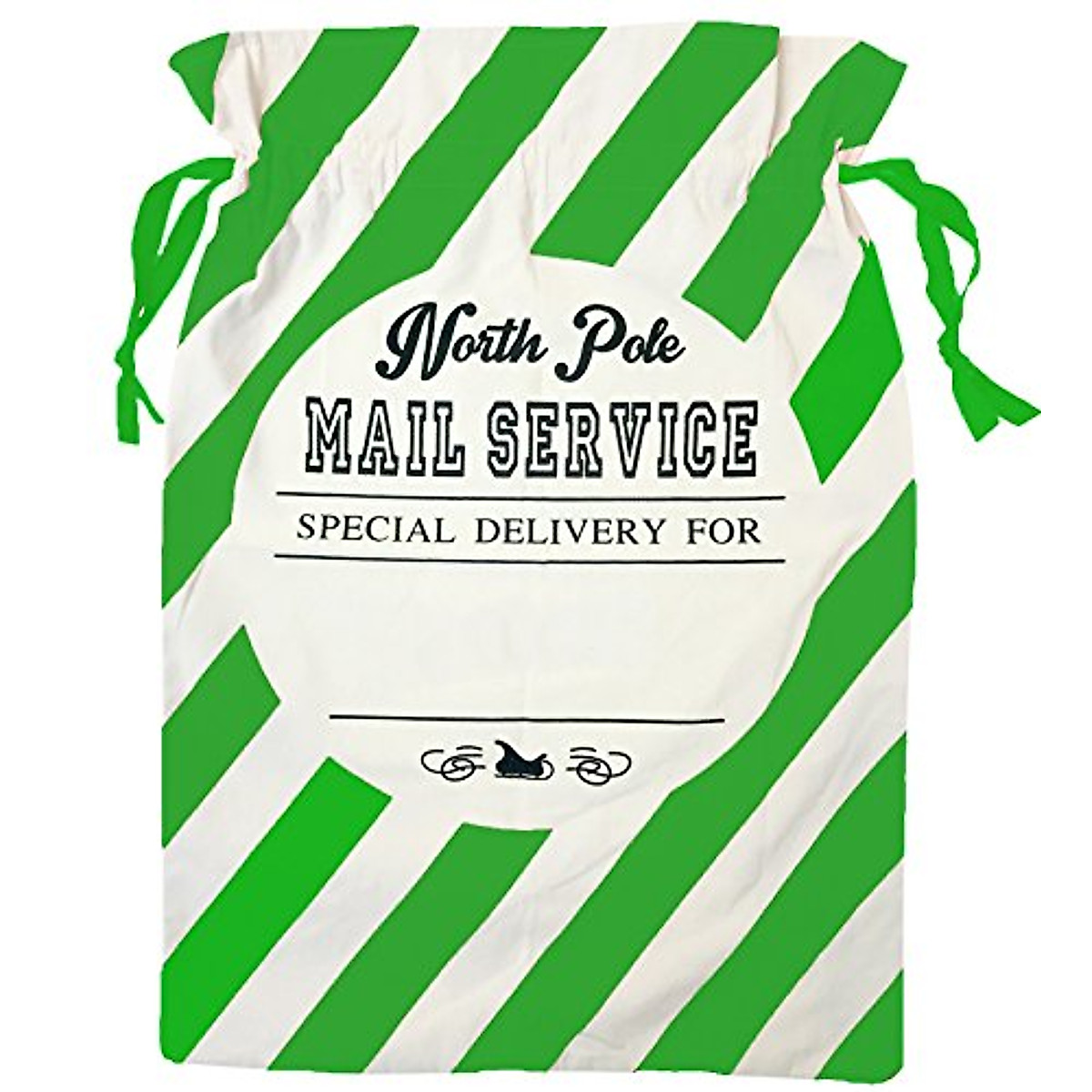 Tree Buddees North Pole Mail Service Personalizable Christmas Gift Bag (Green Stripes)