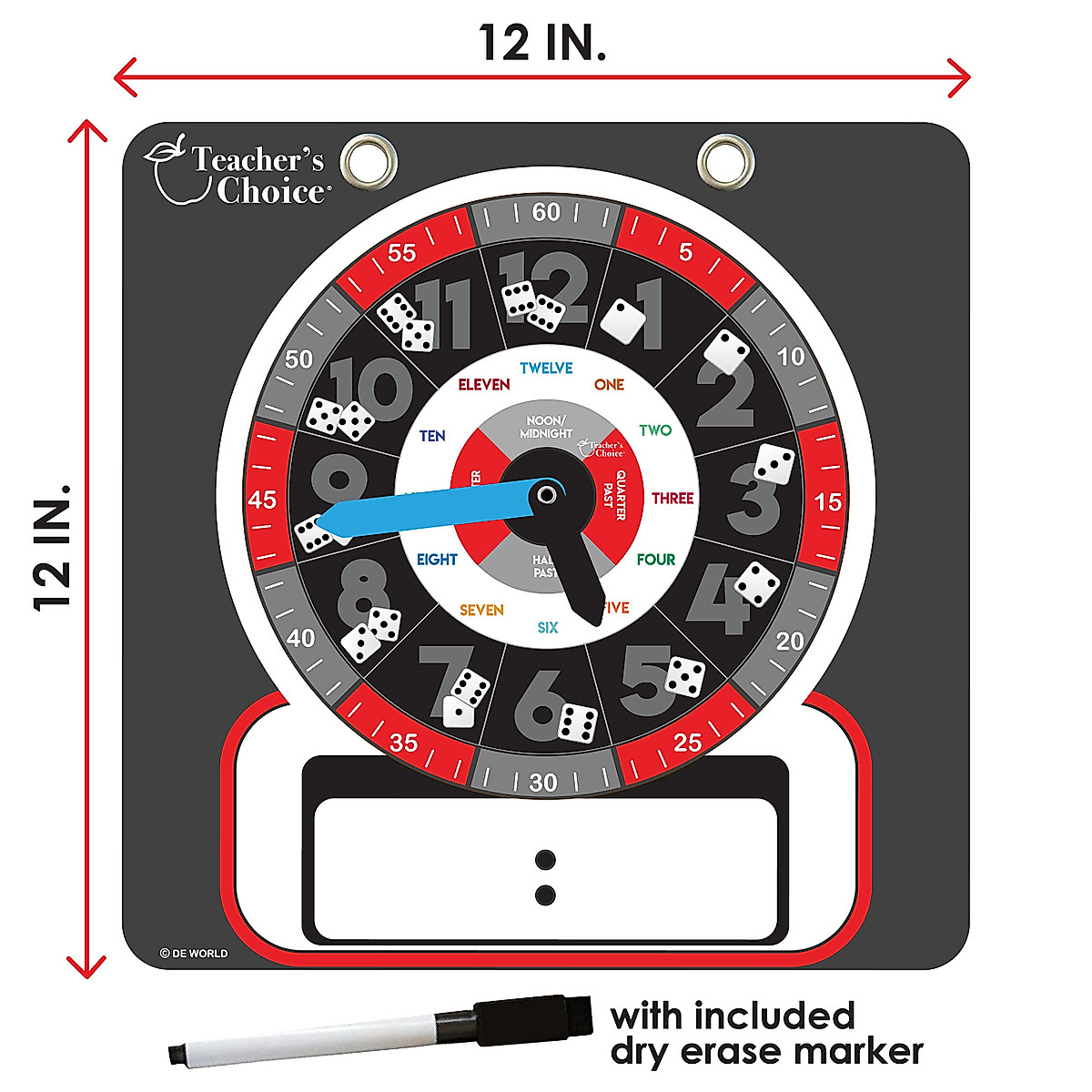 Teacher's Choice Teaching Clocks (Gray, Large)