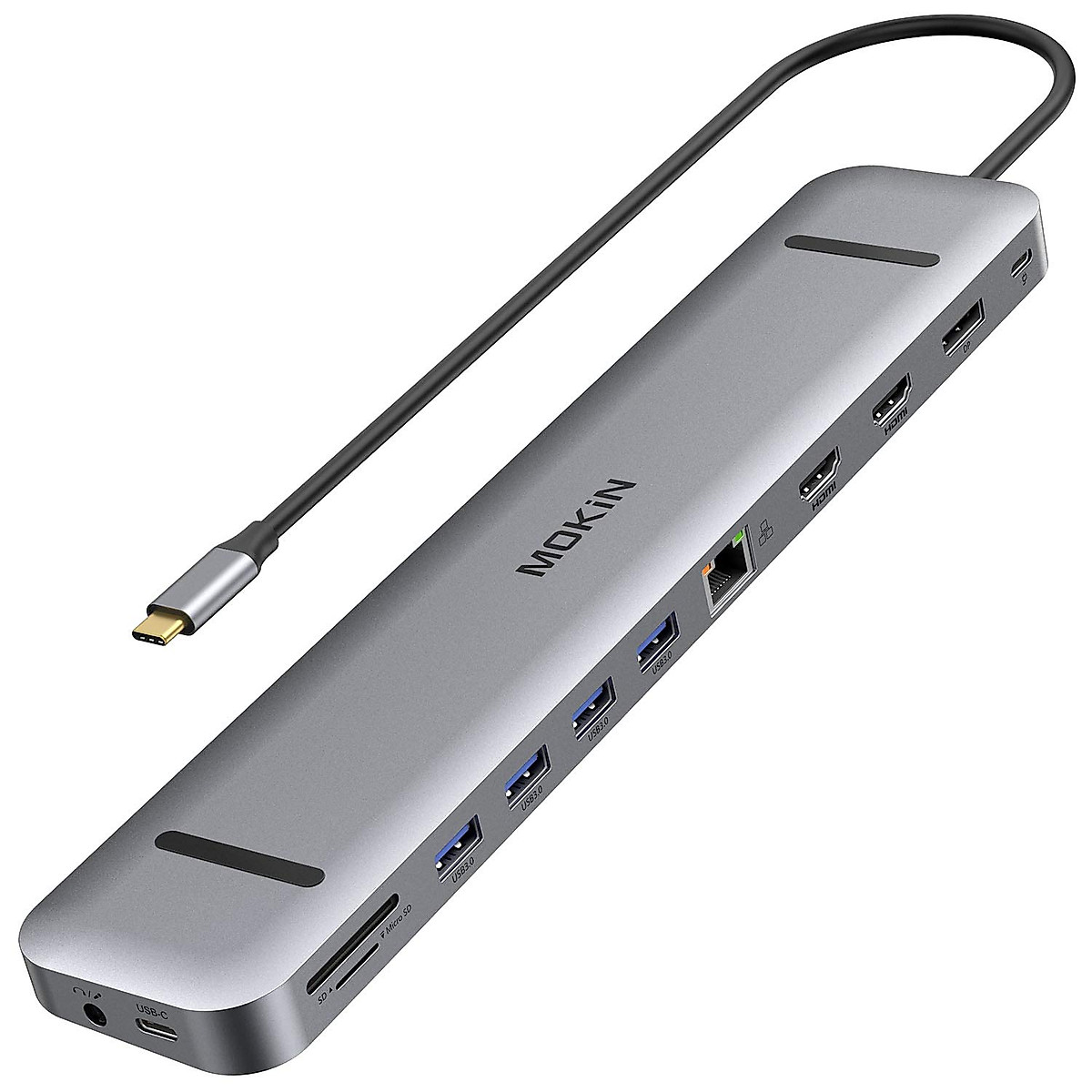 Docking Station USB C, 13-in-1 USB C Hub Multiport Adapter USB C Dongle with 4K Dual HDMI+DP Display+Ethernet+4 USB,+SD/TF+USB C PD+Data Port+Audio/Mic for Dell XPS 13/15/Surface Pro 7 Go