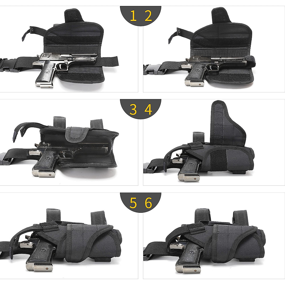 Left Handed Leg Holsters for Pistols, Drop Leg Holster Thigh Gun Holster for Men, Airsoft Pistol Holster Adjustable Tactical Leg Harness for Large Medium Pistols