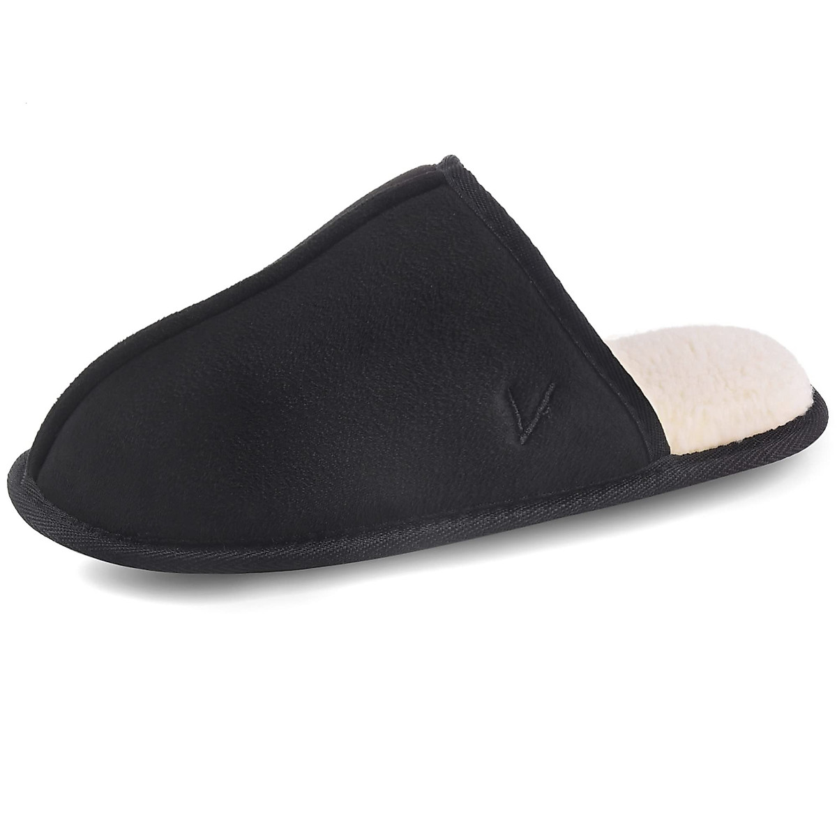 Vansarto Mens Scuff Slippers Micro Suede Memory Foam Slide Clogs Slip on Indoor Outdoor House Shoes, Black, Size 11-12