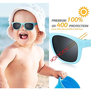 NACUWA Baby Sunglasses - 100% UV Proof Sunglasses for Baby, Toddler, Kids - Ages 0-2 Years - Case and Pouch included