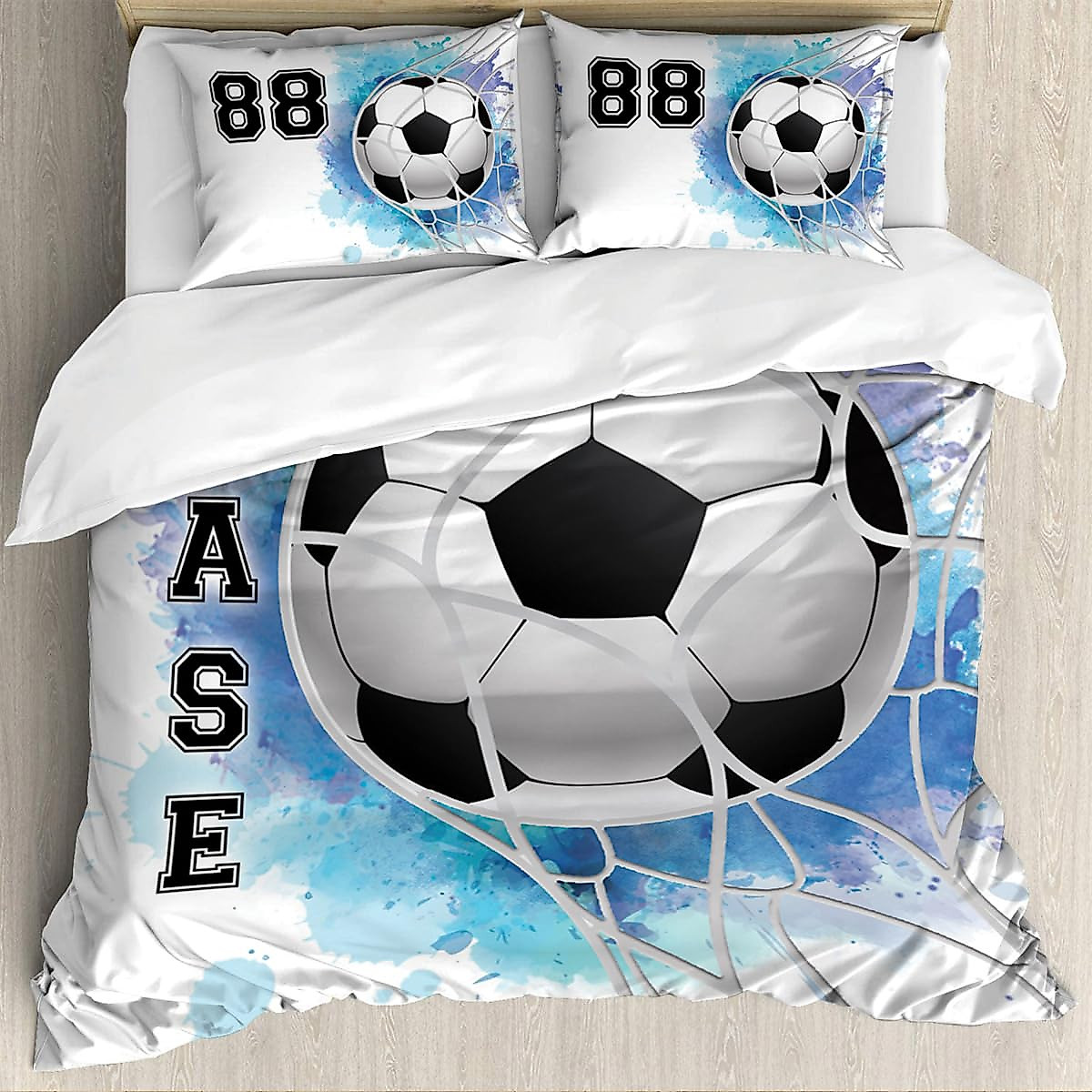 COZZBED Custom Soccer Goal with Your Name Bedding Set, 3/4Pcs Soccer Full Bedding Set, Soccer Bedding King Size Christmas Birthday Gift for Kids Adults, Soccer Bedding for KidsSoccer Team Gifts