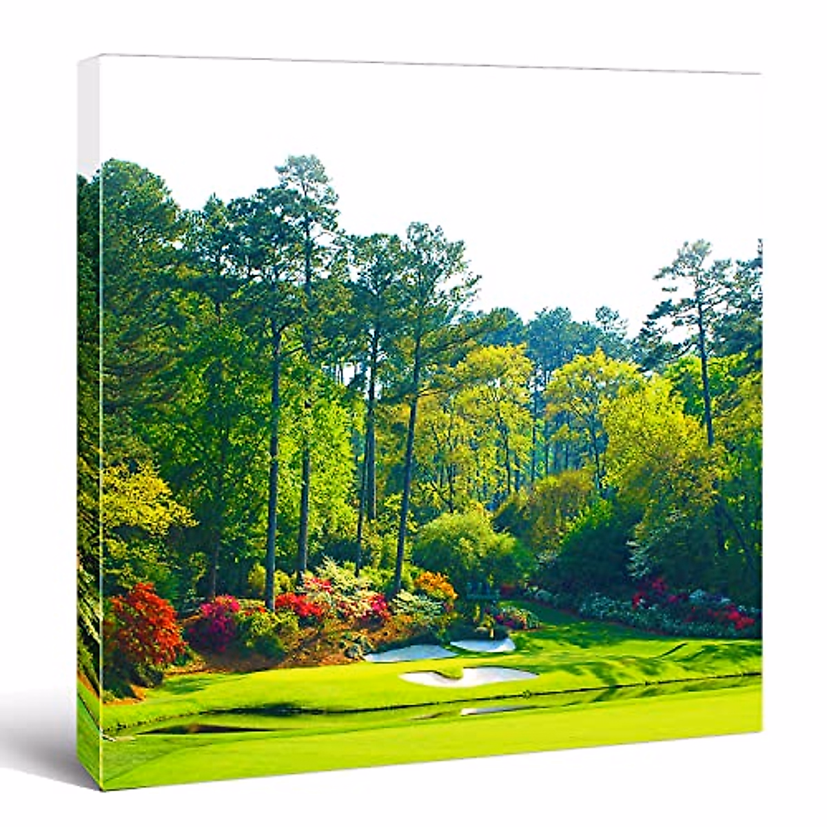 Augusta Golf Course - FRAMED - Canvas Print Home Decor Wall Art, Gallery Wrap Inner Frame, 24x24