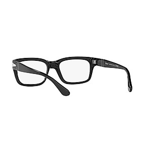 Persol PO3301V Rectangular Prescription Eyewear Frames, Black/Demo Lens, 57 mm