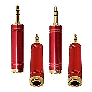 AxcessAbles 1/4'' to 3.5mm Stereo Headphone Adapter,3.5mm(1/8'') Plug Male to 6.35mm (1/4'') Jack Female Stereo Adapter for Speakers, Headphones, Mixers, Receivers, Guitars (4 Pack)