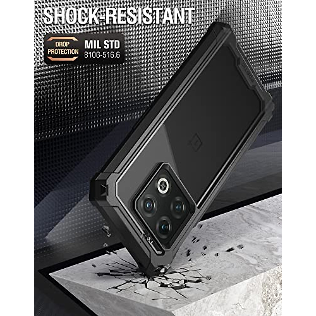 Poetic Guardian Case Designed for OnePlus 10 Pro 5G, Built-in Screen Protector Work with Fingerprint ID, Full Body Hybrid Shockproof Bumper Cover Case, Black/Clear