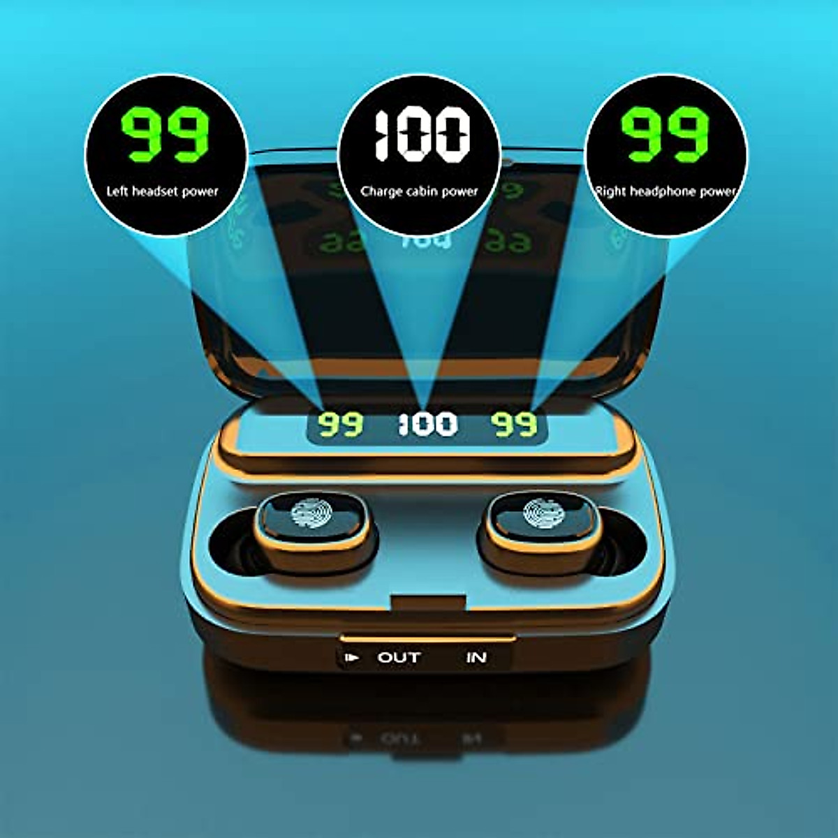 Bluetooth Earbuds, Wireless Earphones Bluetooth 5.3 in-Ear Headphones Touch Control, Fast Charge, LCD Power Display, Built-in Mic Ear Buds for Home Office Sports, Can Be As Power Bank