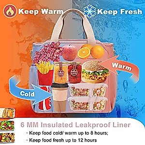Weitars Lunch Bag For Women Lunch Bag For Work Lunch Box For Women,Insulated Lunch Cooler Purse Lunch Tote,Wide-Open Lunch Box With Shoulder Strap,Multi-Pockets,Lunch Bag For Picnic Beach Hiking