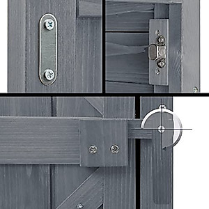 SIYAHOME Wooden Tool Storage Cabinet with Shelves,Outdoor Wooden Storage Sheds Fir Wood Lockers with Workstation,Lockable House, Garden, Patio, Backyard Organizer - Outdoor Hardware Enclosure,Gray