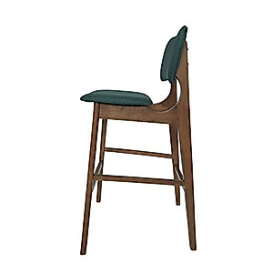 Christopher Knight Home Luella 42" Wooden Bar Chair with Fabric Seats (Set of 2), Dark Green and Walnut Finish