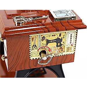 G Ganen Musical Sewing Machine Music Box Vintage Look (Brown-1)
