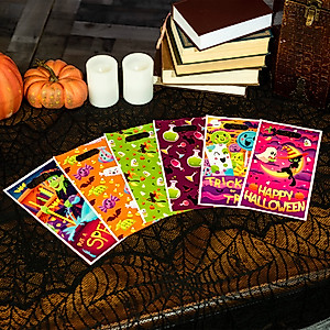 JOYIN 72 Pcs Halloween Plastic Treat Bags with Double-side Print, Halloween Candy Cookie Bags, Halloween Goodie Bags Gift Bags for Halloween Party Favors, Trick-or-Treating, Halloween Treats