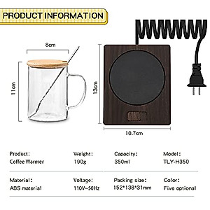 Gynnx Coffee Cup Warmer, Coffee Warmer for Desk with Light ,2 Temperature Control Mode Beverage Warmers Plate Electric Smart Cup Warmer Pad (H350-W)