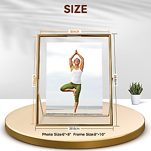 AhaGo Gold Floating Frame (8"×10", 2 Set), For Picture 7x9, 6x8, 5x7, Tabletop Shelf Photo Frames, Classy for Mother's Day, Wedding or Birthday