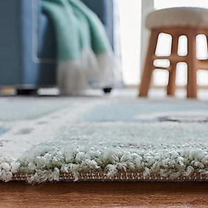 Safavieh Carousel Kids Collection 4' x 6' Grey/Light Blue CRK193F Neighborhood Nursery Playroom Area Rug