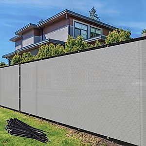 TANG Privacy Fence Screen Light Gray 6'x19'10" Heavy Duty Commercial Windscreen Residential Fence Netting Fence Cover 88% Privacy Blockage with Excellent Airflow 3 Years Warranty