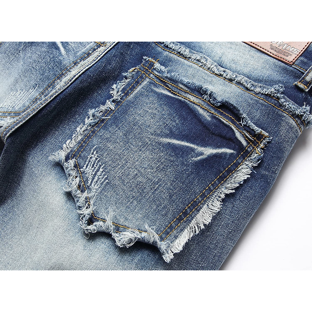 XIMXIMMTIAN Men's Biker Moto Washed Distressed Slim Fit Straight Jeans Denim (34, 2128 Blue)