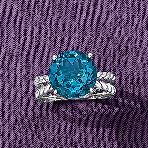 Ross-Simons 6.75 Carat London Blue Topaz Open-Space Roped Ring in Sterling Silver. Size 8