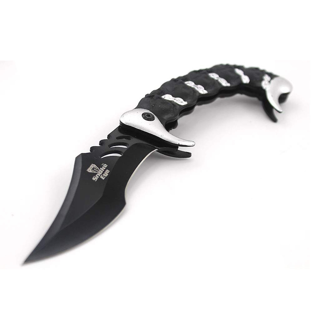 Snake Eye Everyday Carry Scorpion Style Ultra Smooth One Hand Opening Folding Pocket Knife - Ideal for Recreational Work Hiking Camping (Silver)