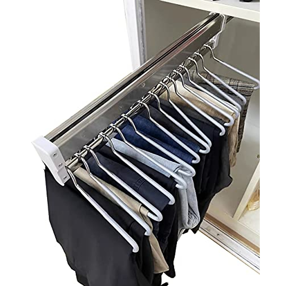 Extendable Clothes Rail With 2 Sliding Track,Pull Out Closet Rod Adjustable 30-80cm Wardrobe Rail Clothes Rack,Load-bearing 25kg ( Size : 800mm )