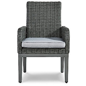 Signature Design by Ashley Elite Park Casual Outdoor Resin Wicker Arm Chair with Cushion, 2 Count, Gray
