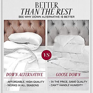 Italian Luxury King/Cal King Comforter 2100 Series Goose Down Alternative Bed Comforters Soft, Machine Washable Blanket, All-Season Bedding Diamond Baffle Stitched Duvet Insert White