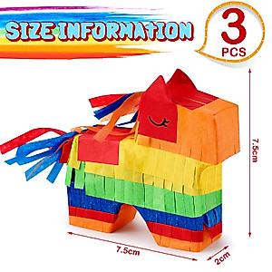 Zhanmai Mini Donkey Pinatas 3 Pcs 3 x 3 x 0.8 Inches Rainbow Cinco De Mayo Pinata Little Donkey Decorations for Party Supplies Baby Shower Birthday Centerpieces Desktop Decoration
