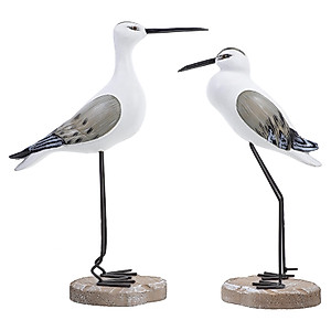 EXCEART 2pcs Seagull Statues Garden Bird Sculpture Wooden Seabirds Figurine Nautical Sculpture Desktop Coastal Decorartion Home Table Centerpiece