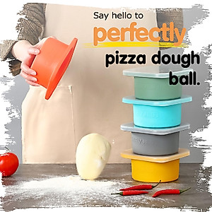 KEVJES Stackable Silicone Artisan Pizza Dough Proofing Boxes Proving Containers with Lids pizza making accessories-4 pack-500ml portion (Green)