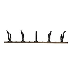 Spectrum Diversified Richmond Wall Mount 5 Hook Wood Rack for Storage and Organization of Entryway Bedroom and More, Coffee/Industrial Gray