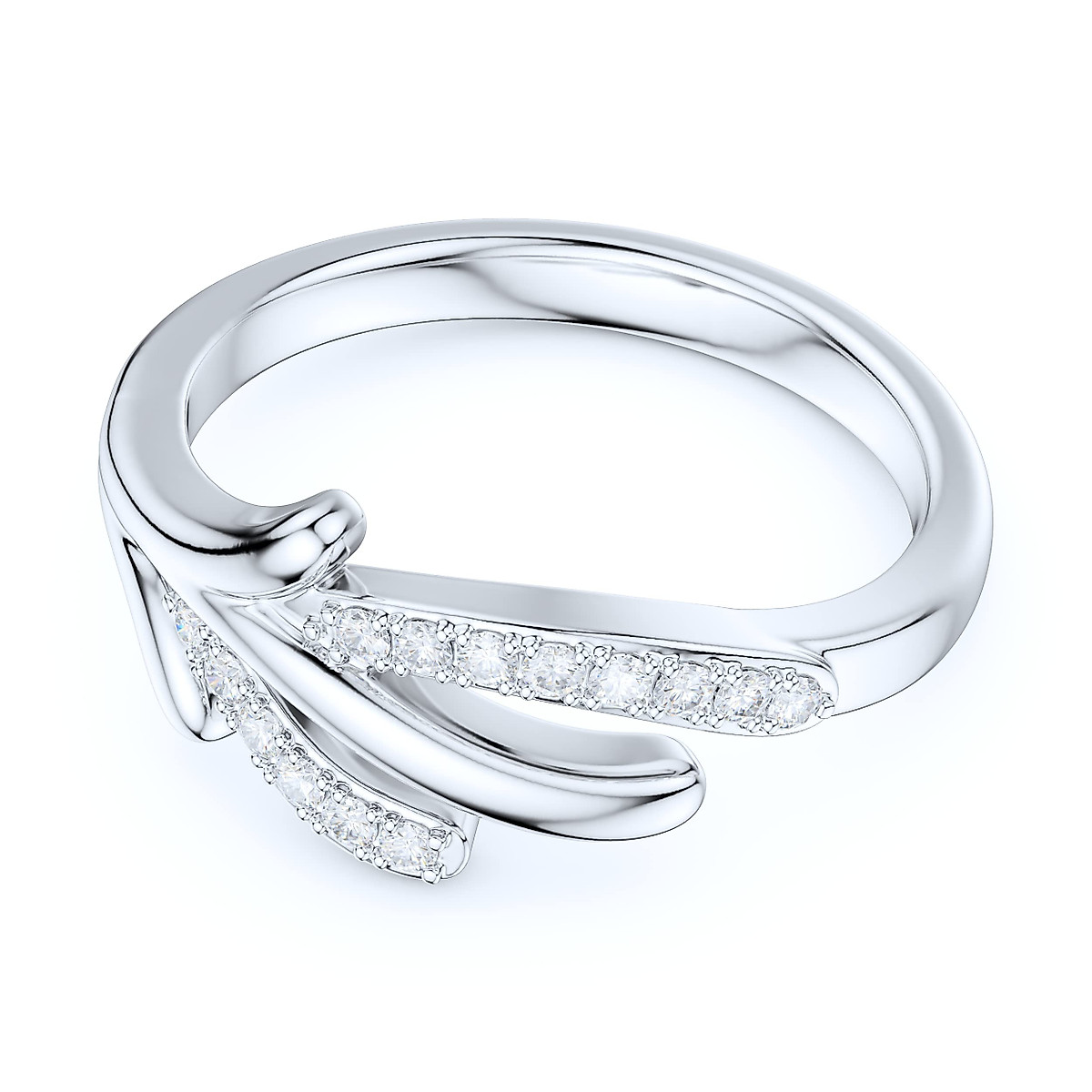 PRSTANI Sterling Silver Simulated Round Brilliant Cut Diamond Deer Reindeer Antler Style Promise Ring For Women (7)