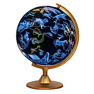 World Globe with Illuminated Constellations – 10" Light Up Globe For Kids & Adults – Interactive Geography education Earth Globe